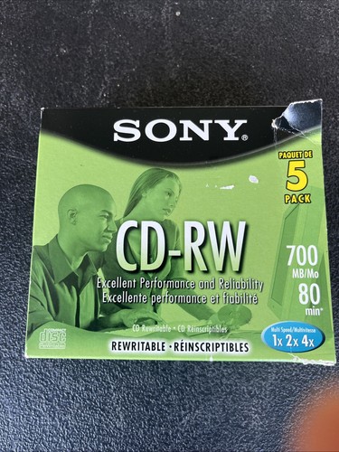 New Open Box Sony CD - RW 5 Pack Blank Discs 700MB 80Min Rewritable ...