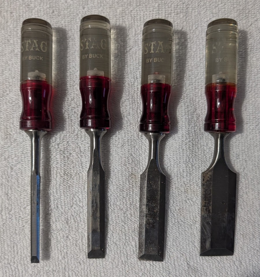 Vintage Stag Chisel Set of 4 by Buck Bros. 1", 3/4", 1/2", 1/4" | eBay