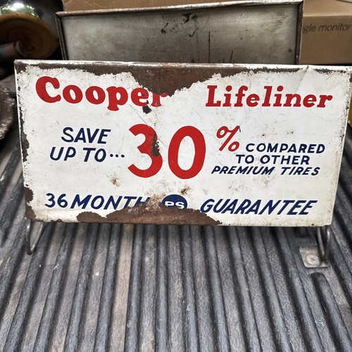 Vintage Cooper Sign tire display 1940S 50S Life Liner Metal Sign | eBay