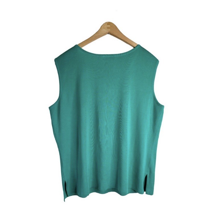 Ming Wang 0X Women Plus Teal Blue Sleeveless Tank Shell Crewneck ...