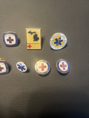 10 Vintage Red Cross & EMT Enamel Pins – 1 Gold Plated – Medical Rescue ...