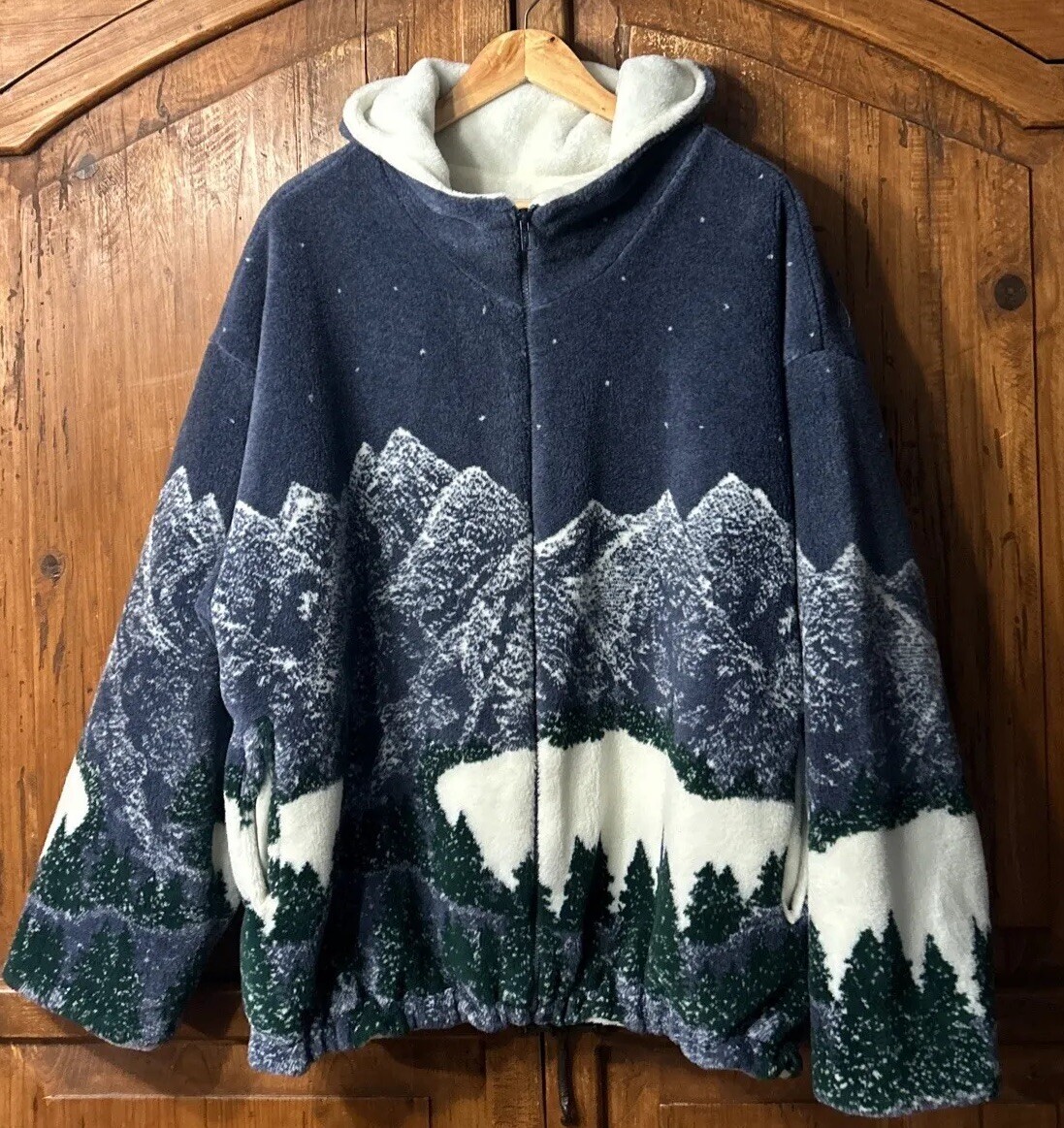 Women’s Vintage Country Woods Landscape Hooded Fleece… - Gem