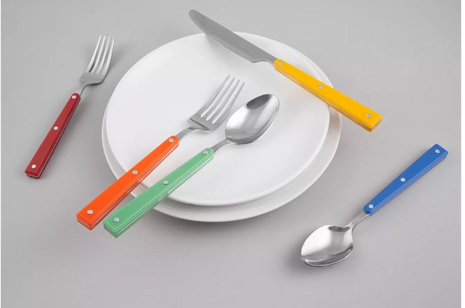 FIESTA Multicolor Handle Flatware 20 PC Set RHUMBA Retro Rivet ...