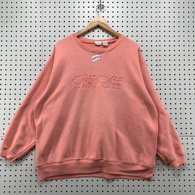 Cherokee Crewneck Sweatshirt Pink Womens XL Tonal Embroidered Logo 25 ...
