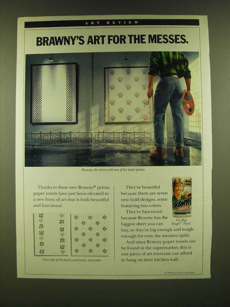 1990 Brawny Prints Paper Towels Ad - Brawny's Art for the Messes | eBay