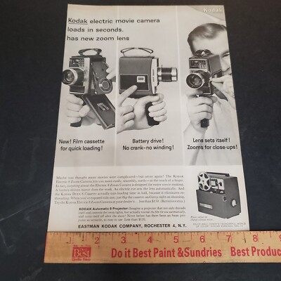 1963 Eastman Kodak Electric Movie Camera 1960s Electric 8 Zoom Print Ad ...