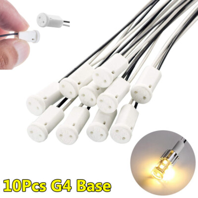10PCS G4 Base Socket Plug Ceramic Holder Head Wire Connector Lampholder ...