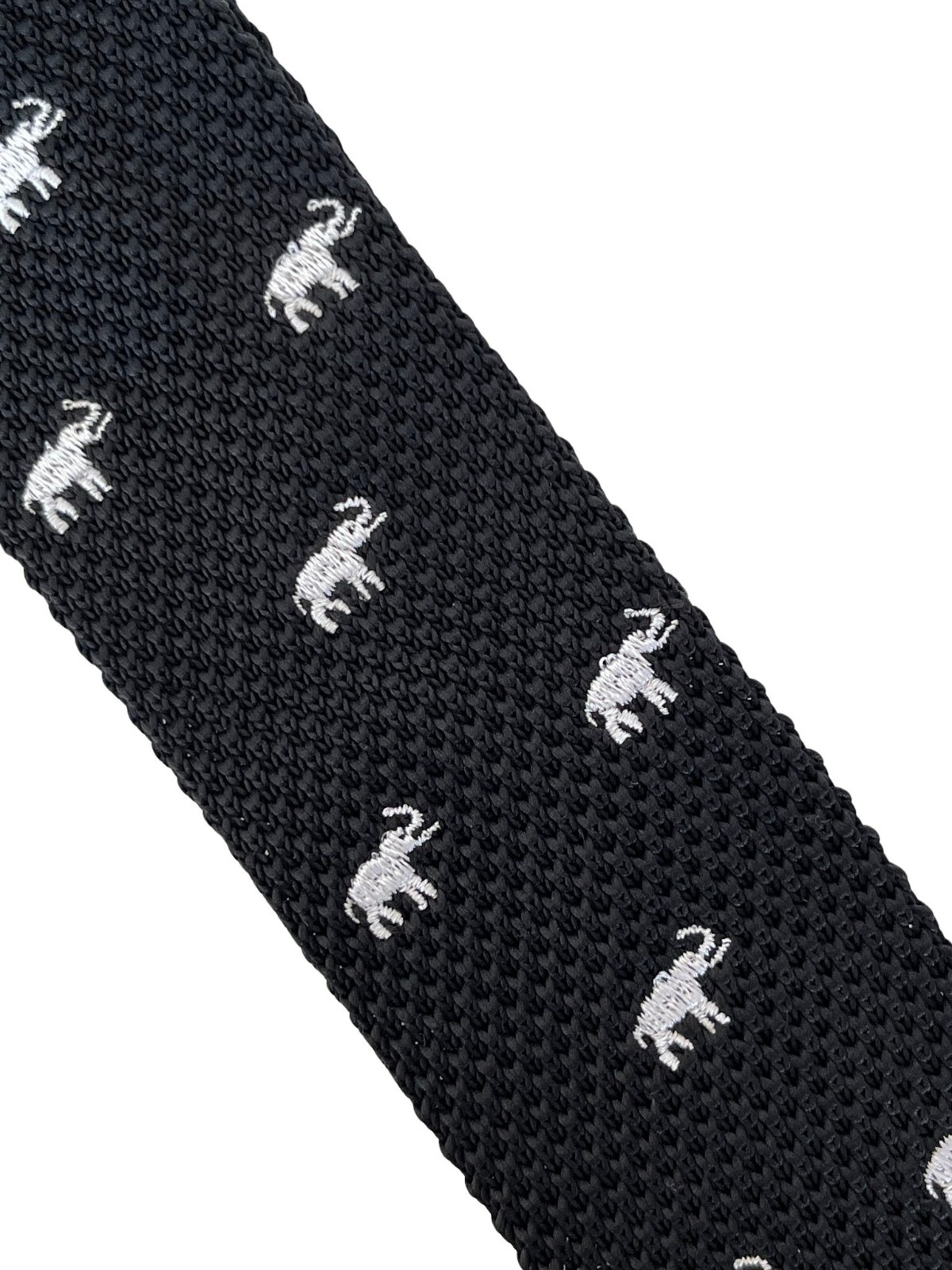 Frederick Thomas designer black knitted tie with elep… - Gem