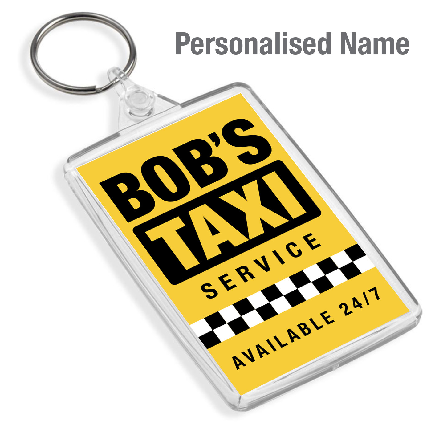 Personalised Name Taxi Service Keyring Bag Tag Dad Mum Friend Family ...