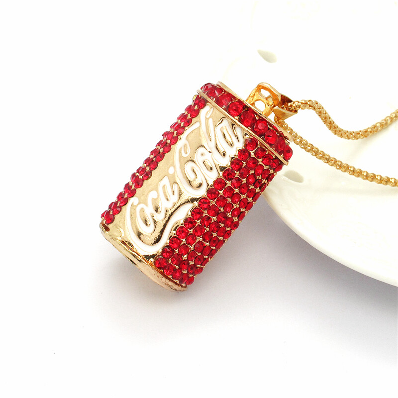 New Fashion Women Shiny Red Crystal Coke Bottle Pendant Rhinestone ...
