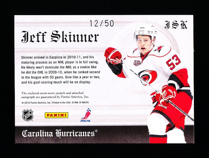 2010 CROWN ROYALE HOCKEY JEFF SKINNER ROOKIE CARD HEIRS TO THE THRONE ...