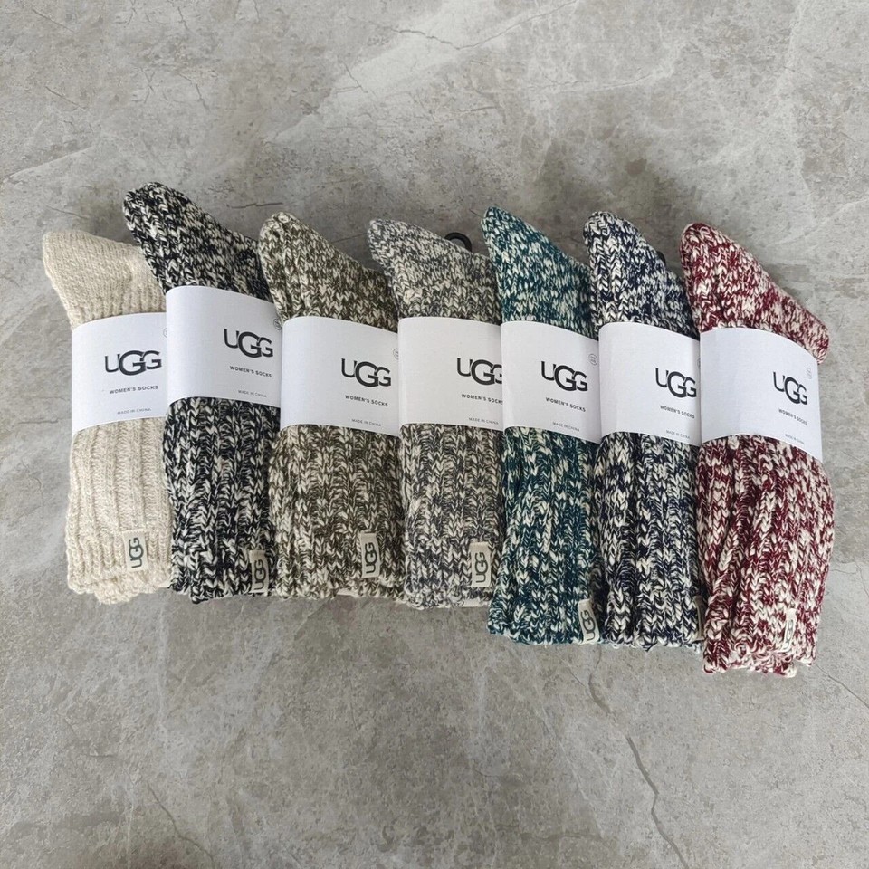 UGG Women’s Ribbed Super Pile Socks Threaded Slouchy Crew Sock One Size ...