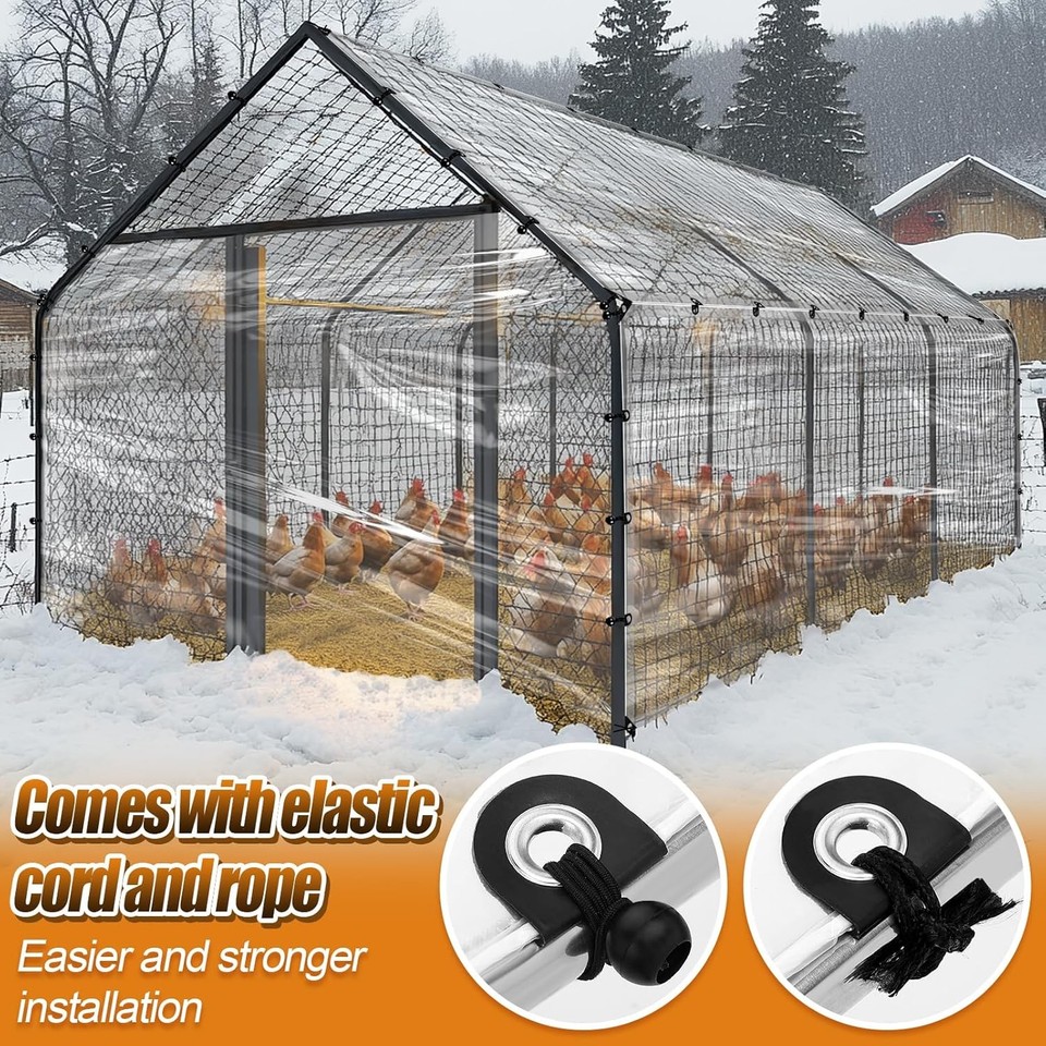 6.6x13ft Chicken Coop Covers Accessories for Winter - Easy to Install 6 ...