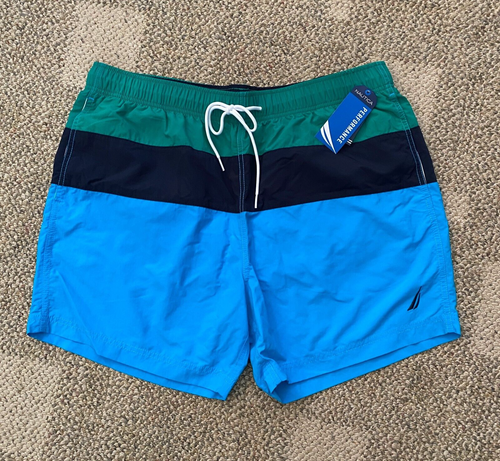 Nautica 6" Colorblock Quick-Dry Swim Board Shorts T2805T Peppergren ...