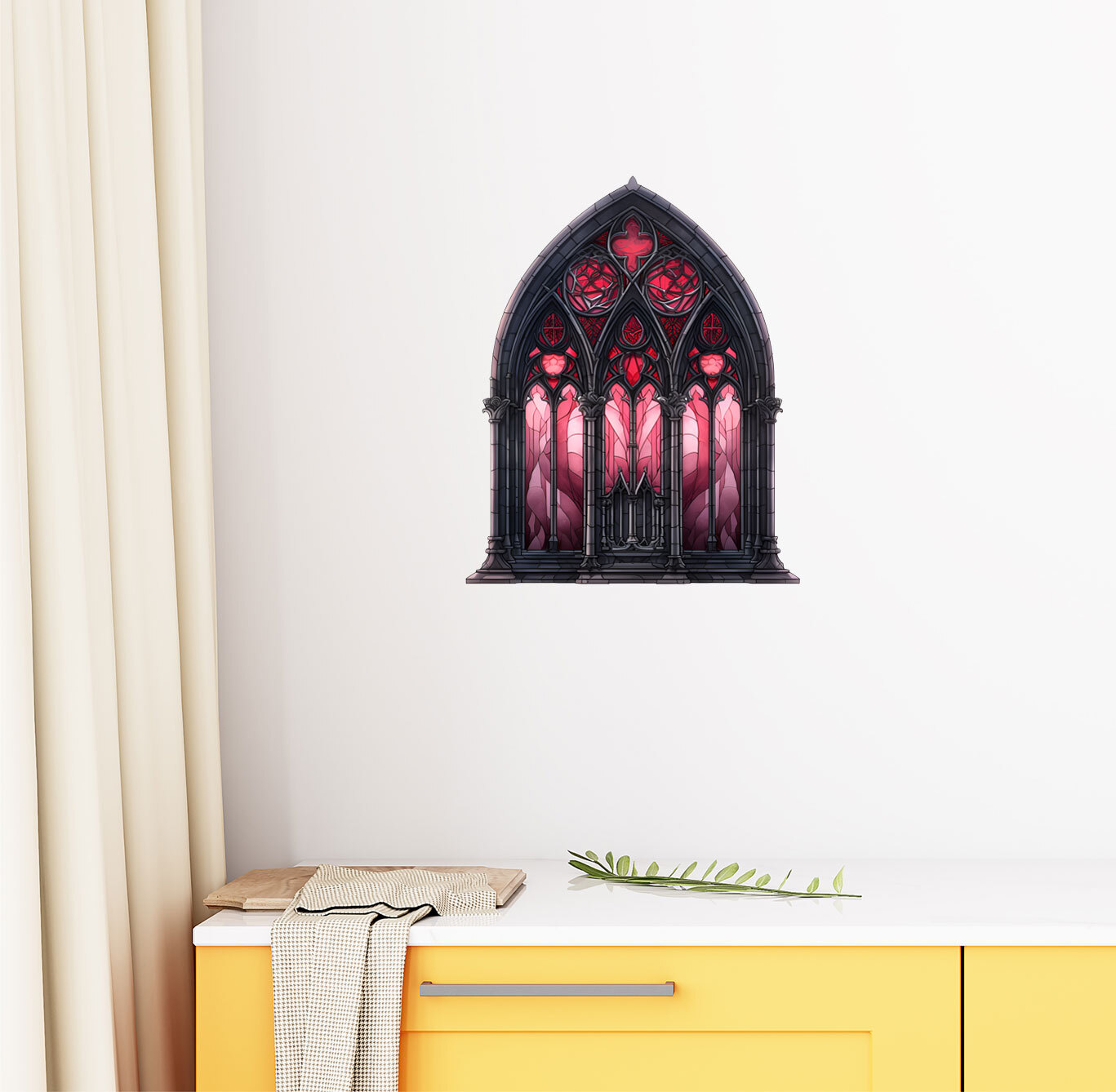 Vintage Gothic Window Colourful Bedroom Wall Vinyl Sticker Decals f838 ...