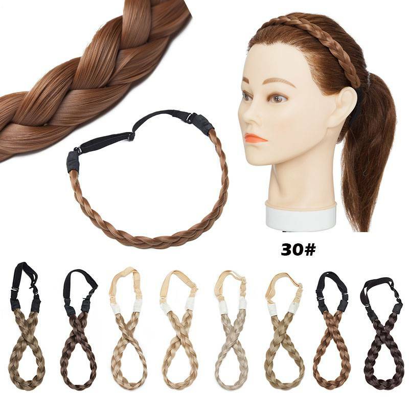 US Synthetic Hair Band Plaited Plait Elastic Bohemia Braided Headband ...