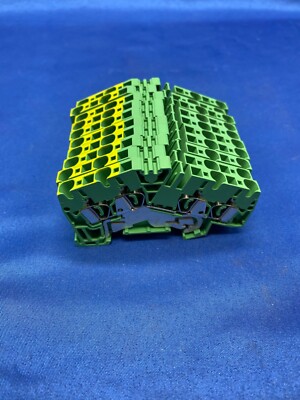 Bulk lot qty 10, Weidmuller ZPE4-2/4AN terminal blocks Green/Yellow Din ...