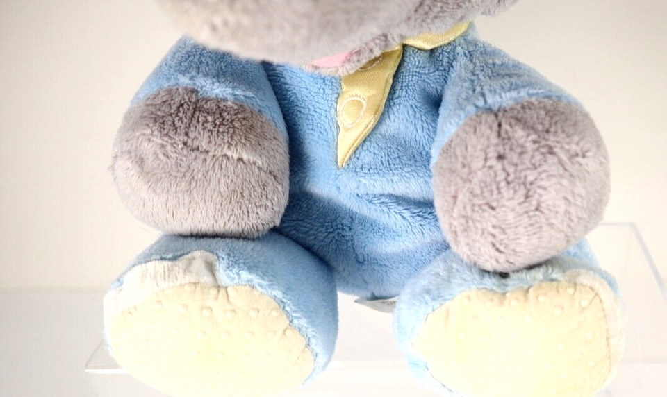 Soft Snuggie Plush Rattle Toy Elephant Baby 9" Blue Satin Crinkle Ears ...