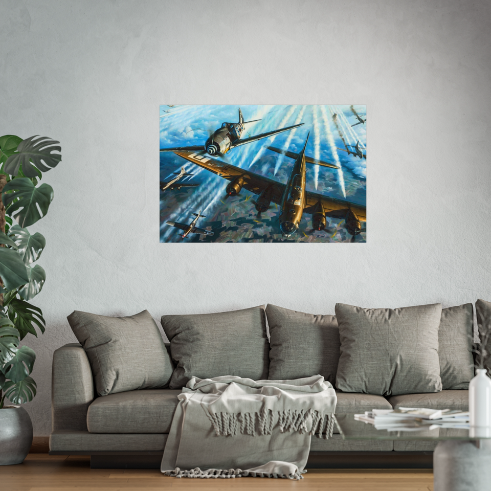 WW2 USAF Boeing B-17 vs German Focke-Wulf Fw 190 Poster 24in x 36in | eBay