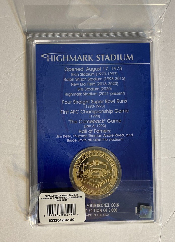 Buffalo Bills Farewell Season Last Game Bronze Coin. Exclusive To 5000 ...