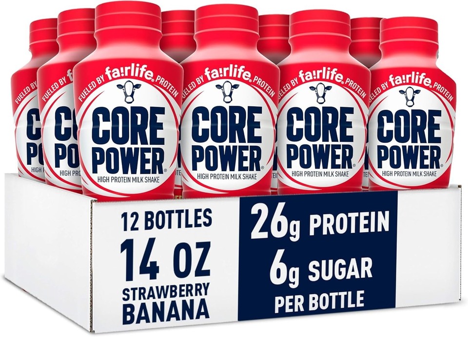 CORE POWER PROTEIN SHAKE, STRAWBERRY BANANA, 26G BOTTLE, 14OZ, 12 PACK ...