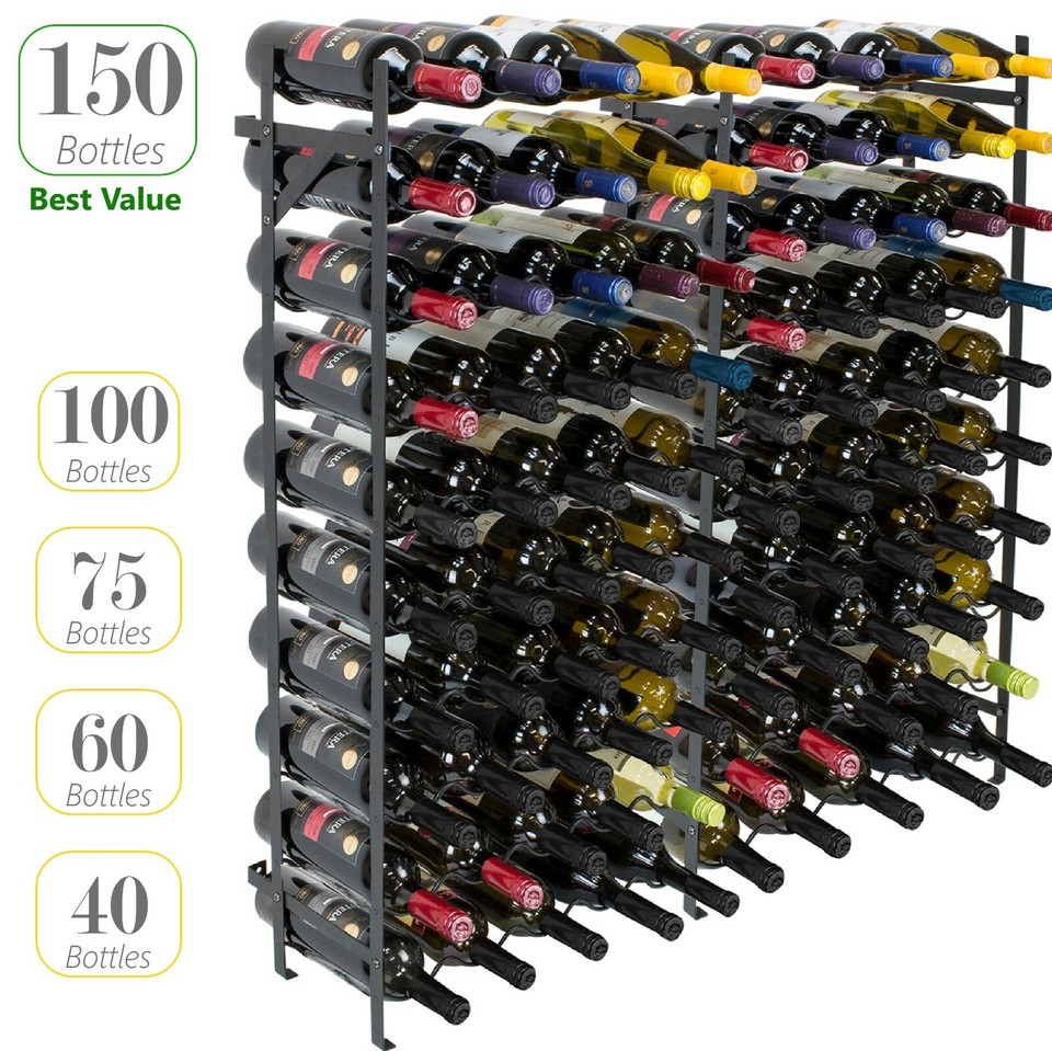 Floor Stand Wine Rack -Upto 150 Bottle Large Capacity Free Standing ...