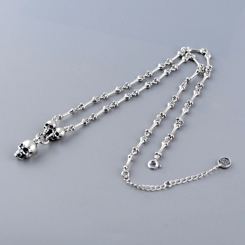 1PC 925 Sterling Silver Gothic Skull Bones Skeleton Biker Rocker Punk ...
