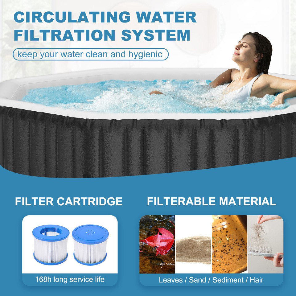 NAIZEA 6 Person Octagon Inflatable Hot Tub 130Air Jet Large Hot Tub 77 ...