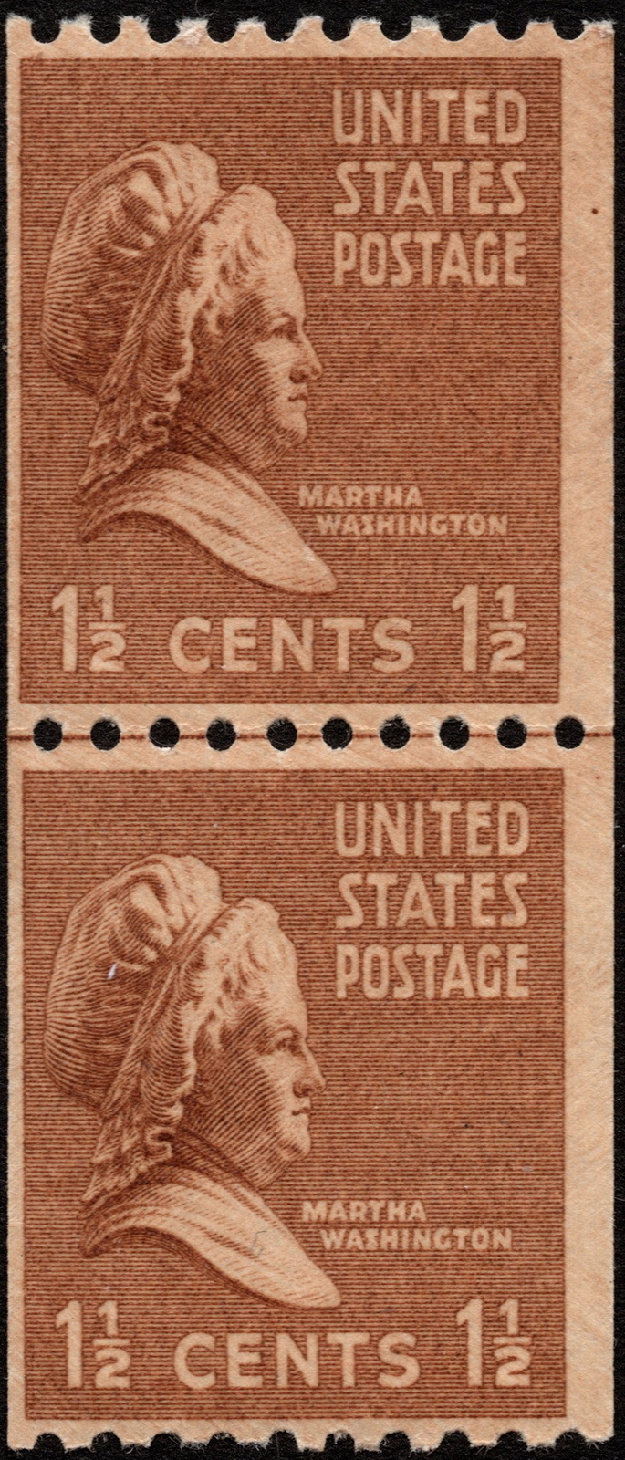 US - 1939 - 1 1/2 Cent Bister Brown Presidential Series Coil Line Pair ...