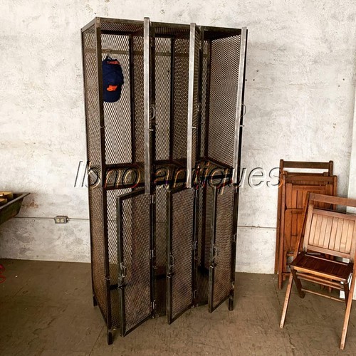 ANTIQUE INDUSTRIAL ALL STEEL / STEEL MESH LOCKERS 1940s . L00k!! | eBay