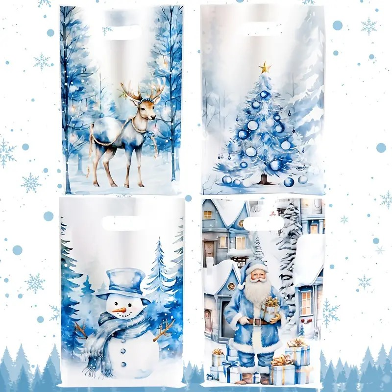Christmas Party Gift Bag Blue Candy Xmas Santa Sack Sweet Treat Goody ...