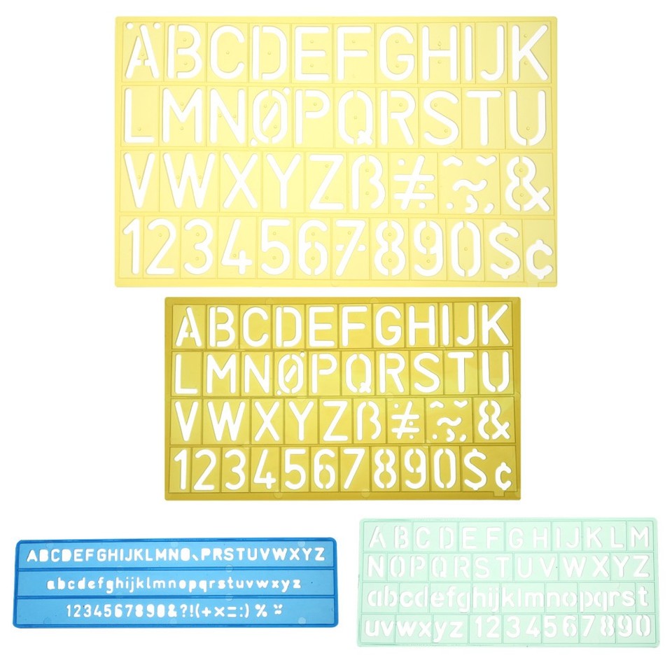 4 Sets Plastic Digital Template Large Alphabet Stencil Ruler Letter ...