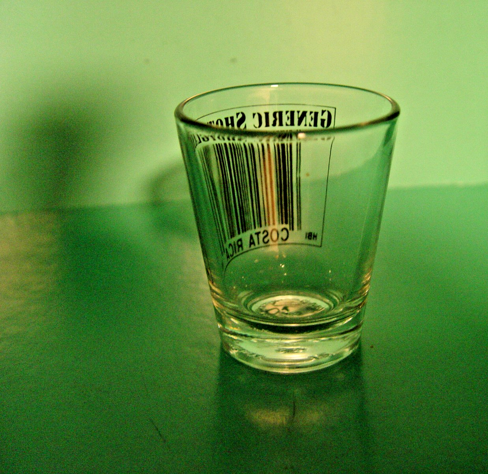 VINTAGE Shot Glass Funny "GENERIC SHOT GLASS" Costa Rica Made in TAIWAN ...