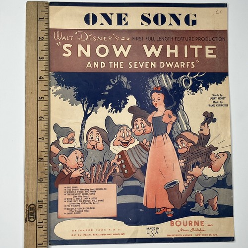 One Song Snow White Disney Vintage Sheet Music Guitar Ukulele Banjo ...