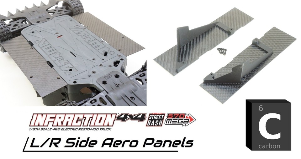 Carbon Fiber Left/Right Side Aero Panels for Arrma 1/8 Infraction 3s ...