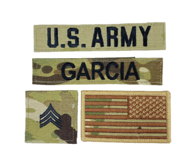 4 US Army Multicam Ocp Uniform Hook Name Set Tab Patch Sgt Garcia USA ...
