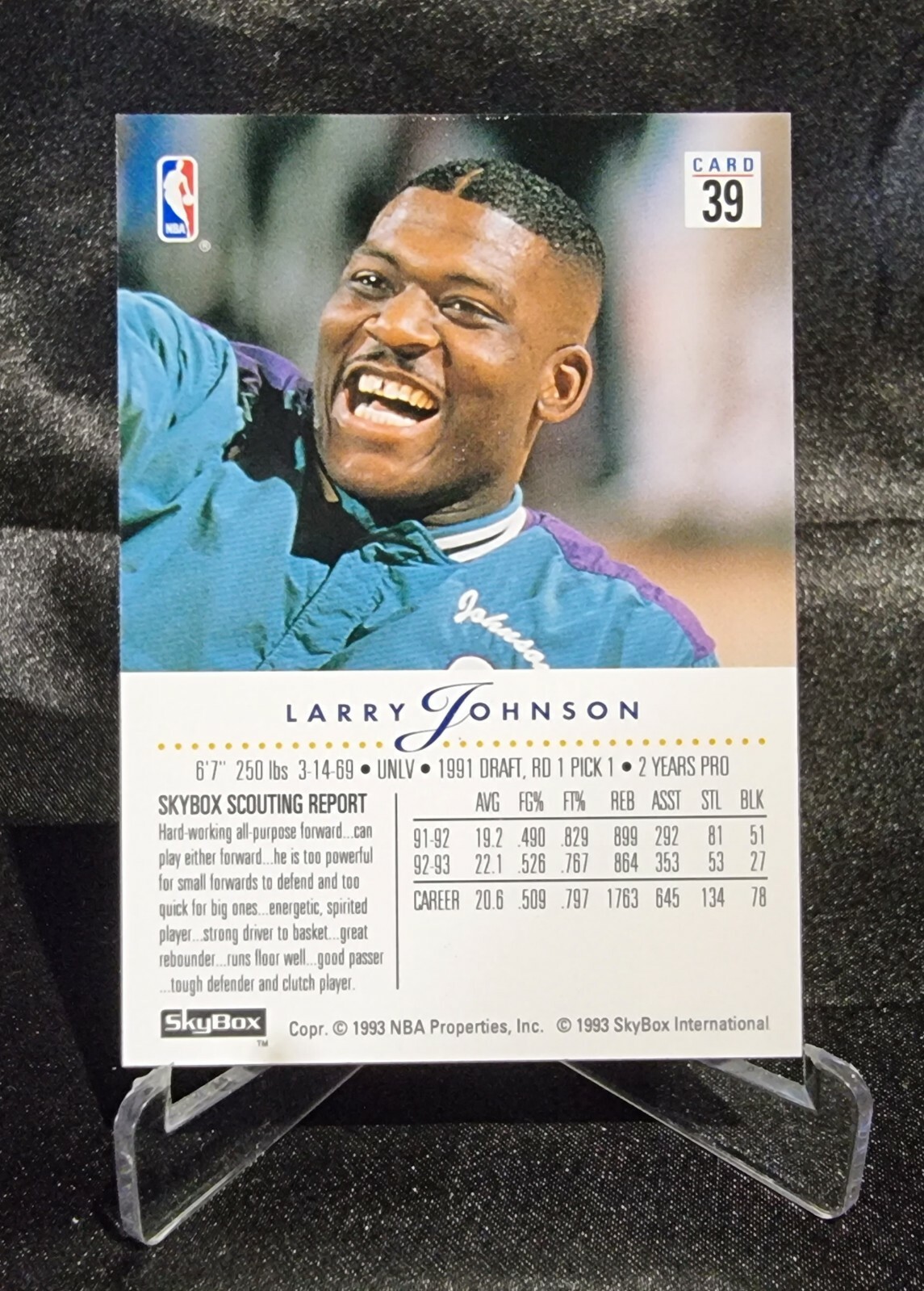 1993-94 Skybox Premium Larry Johnson Card #39 - Charlotte Hornets ...