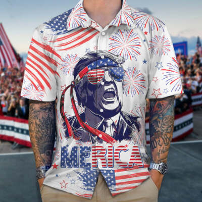 Happy Independence Day American Trump Patriotic July 4th Hawaiian Shirt ...