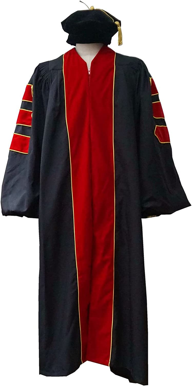 Doctoral Graduation Tam Unisex Black Velvet 8-Sided with Gold Bullion ...