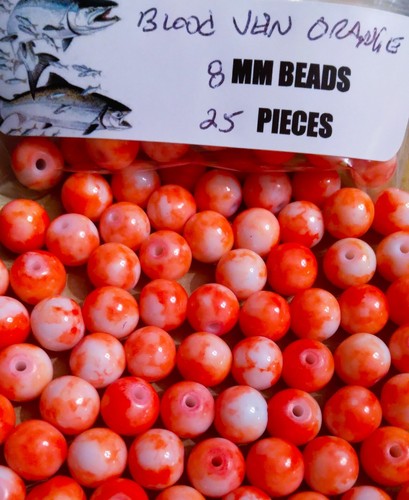 UV Fishing Premium Trout/Salmon/Steelhead Beads 8mm 25 blood vein ...