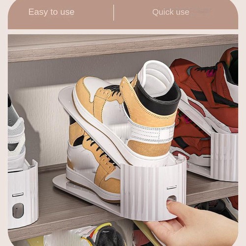 Two Gear Height Shoe Bracket Adjustable Shoe Slots Organizer Home | eBay