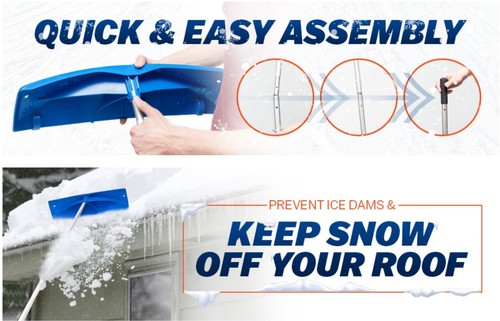 Lightweight Snow Roof Rake for Clear Snow Roof Remove Ice Dam Solar ...