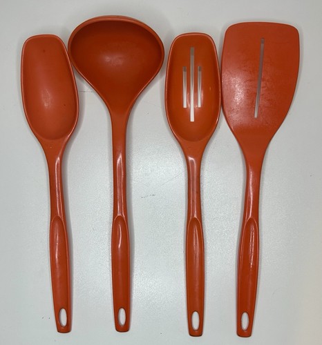 Vintage 4-piece Foley Orange Plastic Nylon 11" Cooking/Serving Kitchen ...