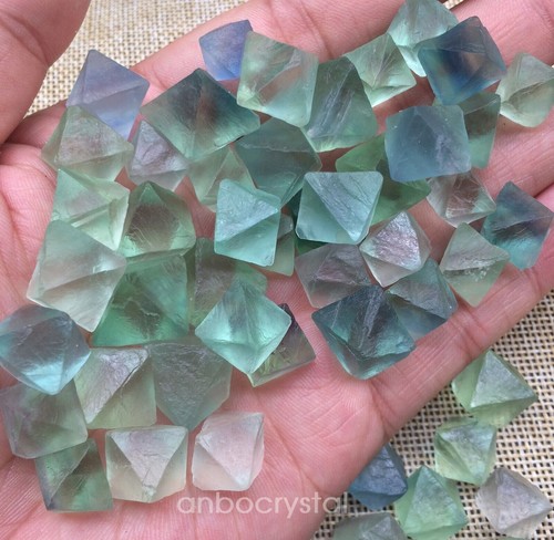 2.2LB Natural Green Fluorite octahedron Quartz Crystal Reiki Healing ...