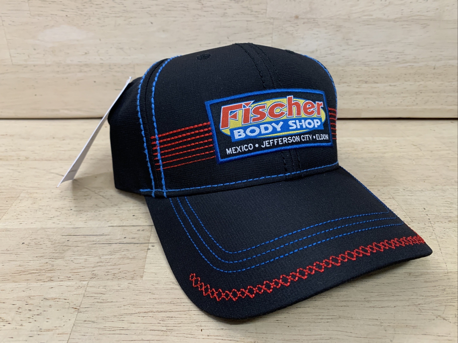 Hat Cap FISCHER BODY SHOP Adjustable Baseball Red Black | eBay