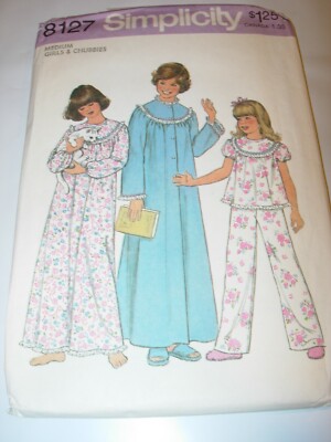 GIRLS CHILD UNCUT SIMPLICITY 8127 SEWING Pattern PAJAMAS ROBE NIGHTGOWN ...