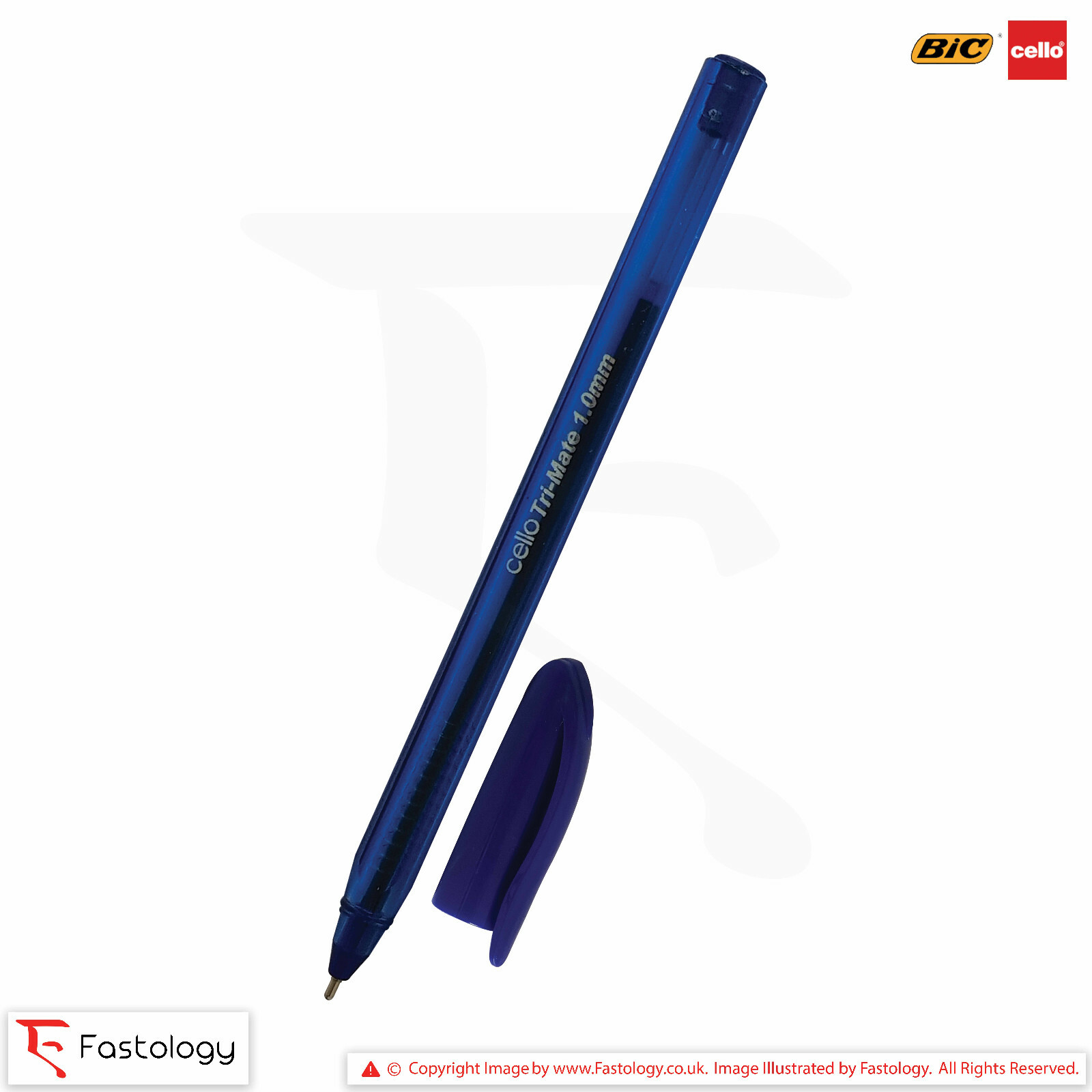 10 x 1.0mm BIC CELLO Trimate MULTI COLOURS Medium Ballpoint Pens ...