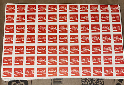 Rare Vintage Coca Cola labels uncut sheet advertising 5.5 inches by 8.5 ...