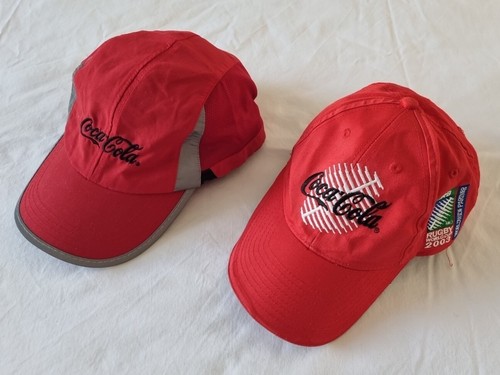 2 x Vintage Red Y2K Genuine Coca-Cola Caps Hats Rugby World Cup 2003 ...