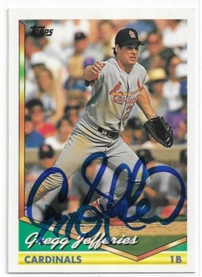 GREGG JEFFERIES Autographed Signed 1994 Topps card #660 St. Louis ...